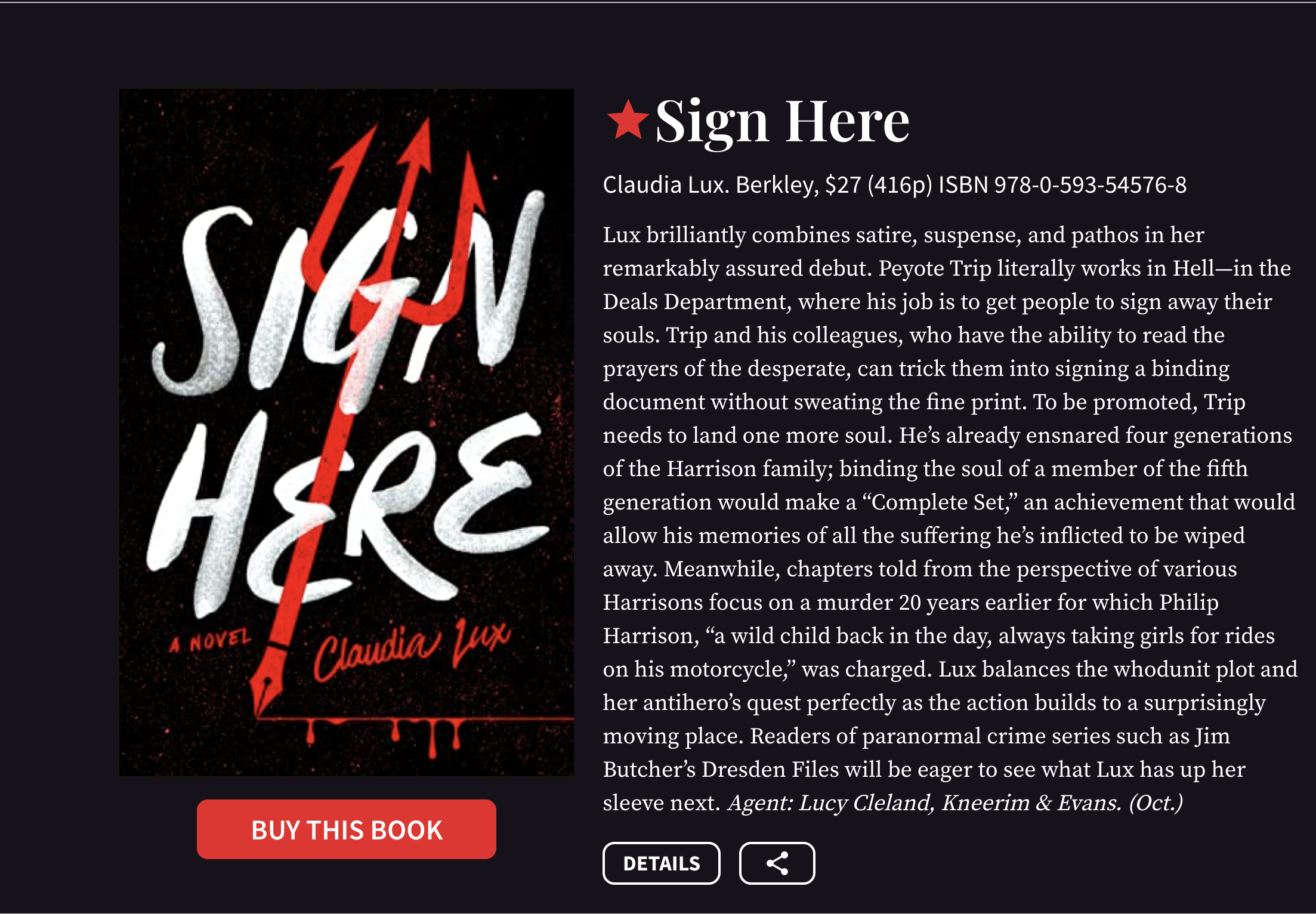 Sign Here Featured in Publishers Weekly - Claudia Lux